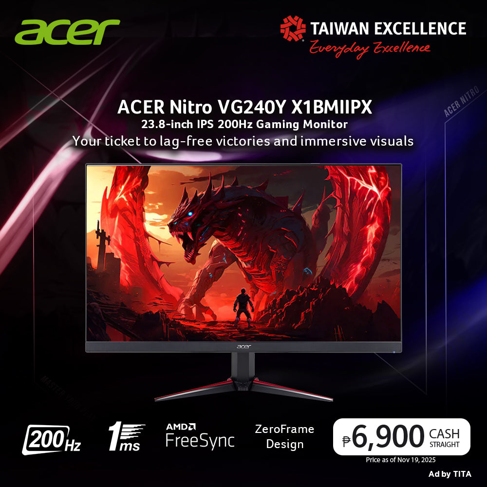 Acer Nitro VG240Y X1BMIIPX IPS 200Hz Gaming Monitor Only ₱6,900! – PC ...
