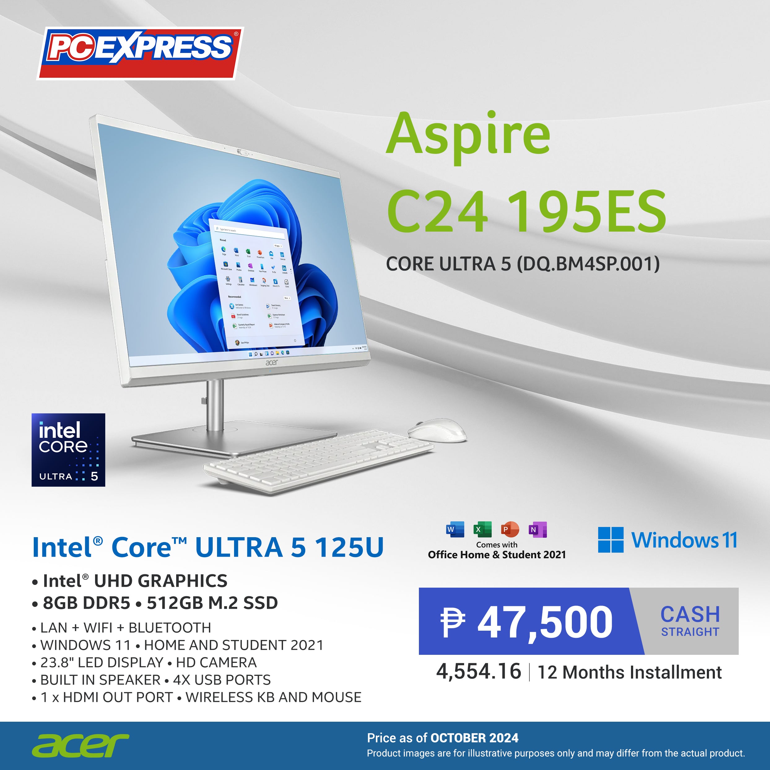 ACER Aspire C24 195ES (DQ.BM4SP.001) Intel® Core™ Ultra 5 Desktop Pack – PC Express