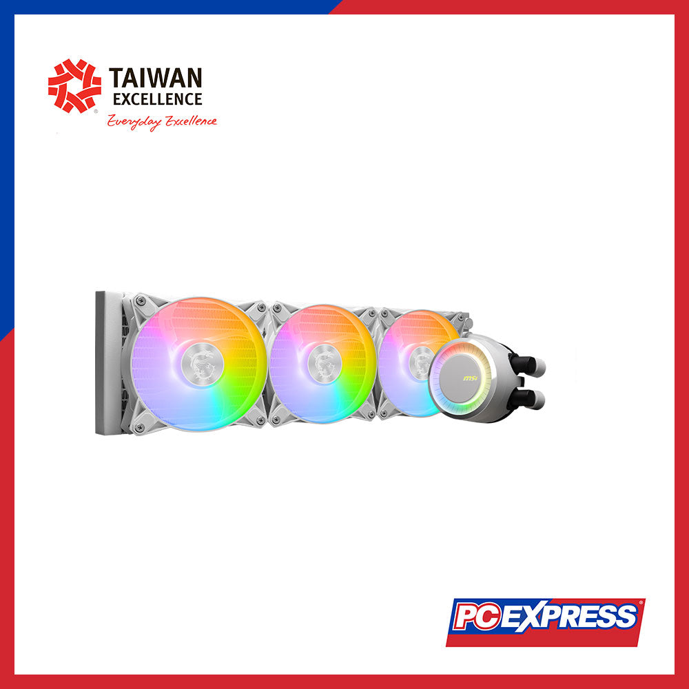 MSI MAG CORELIQUID E360 ARGB AIO CPU Liquid Cooler Fan (White) – PC Express