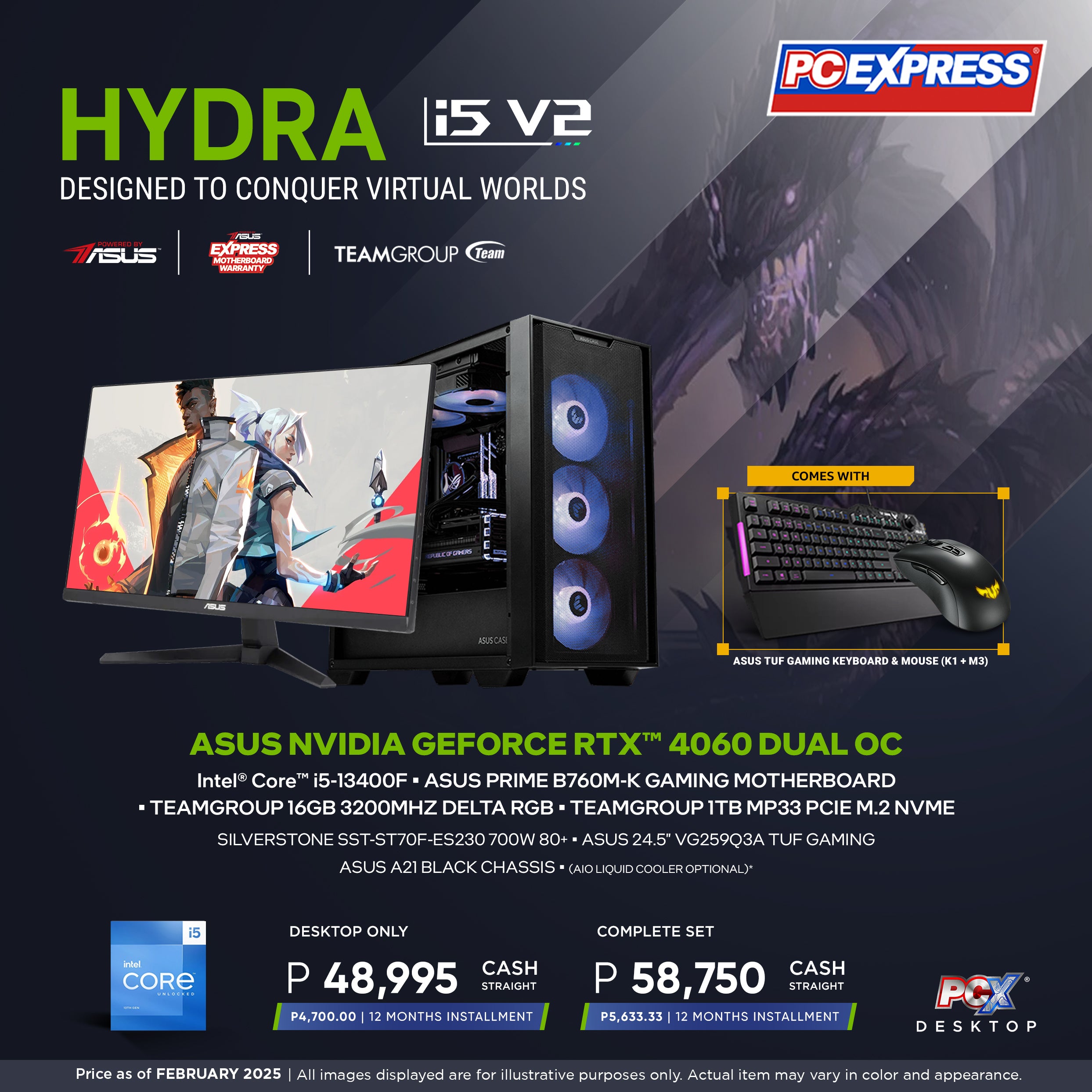 PCX GFH HYDRA i5 V2 - TEAMGROUP GeForce RTX™ 4060 Dual OC Gaming Deskt ...
