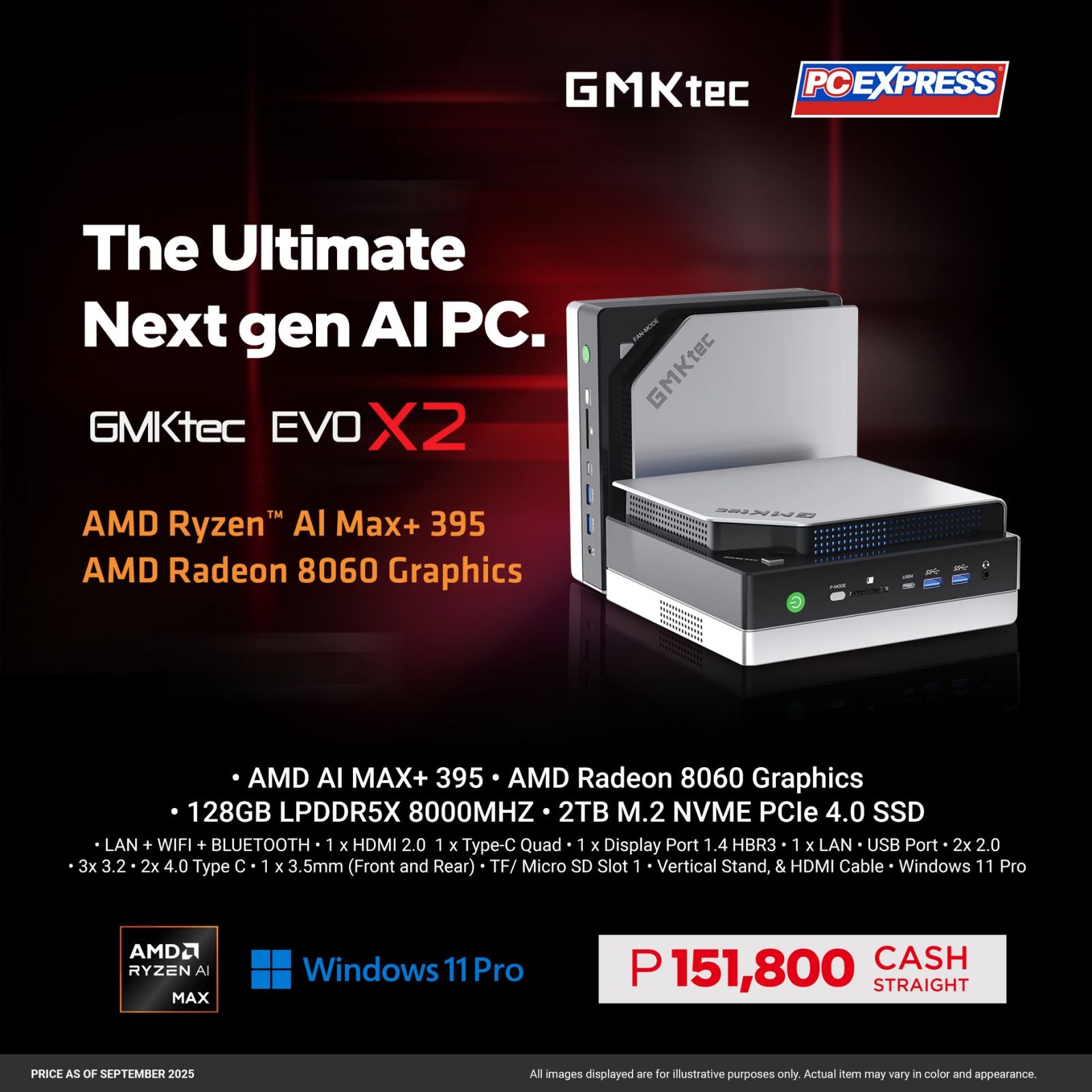 GMKTEC EVO X2 AMD Radeon™ 8060 Graphics AMD Ryzen™ Ai MAX +395 Mini De ...