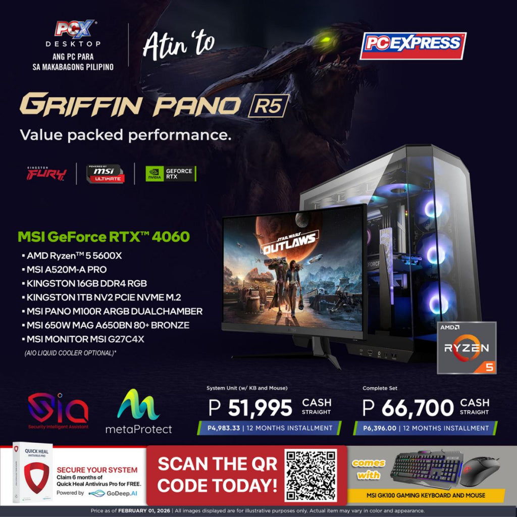 PCX GFH GRIFFIN PANO (R5) GeForce RTX™ 4060 AMD Ryzen™ 5 Desktop – PC ...