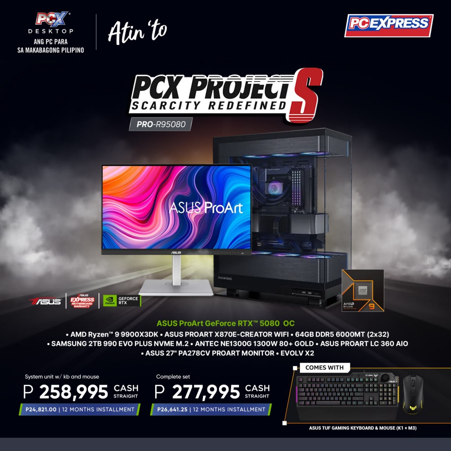 PCX PROJECT S (PRO-R95080) GeForce RTX™ 5080 AMD Ryzen™ 9 Gaming Deskt – PC Express