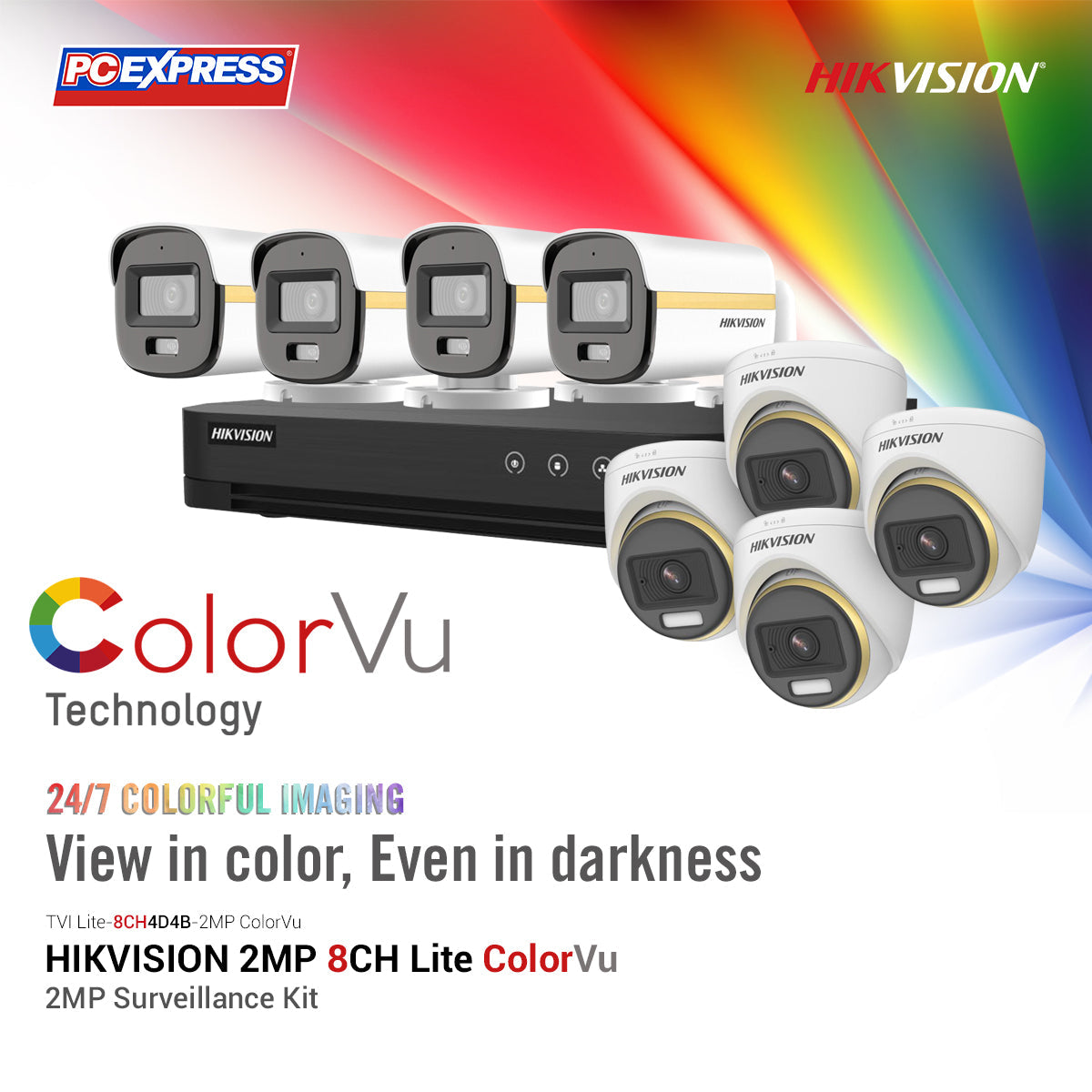 HIKVISION TVI Lite-8CH4D4B-2MP ColorVu KIT – PC Express