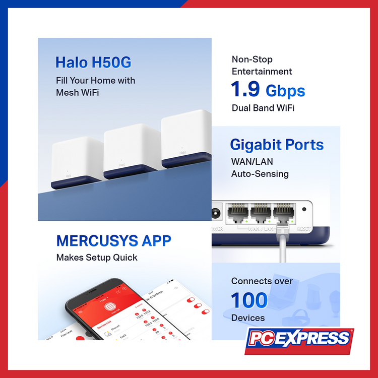 MERCUSYS Halo H50G AC1900 Whole Home Mesh Wi-Fi System (3-Pack) – PC ...